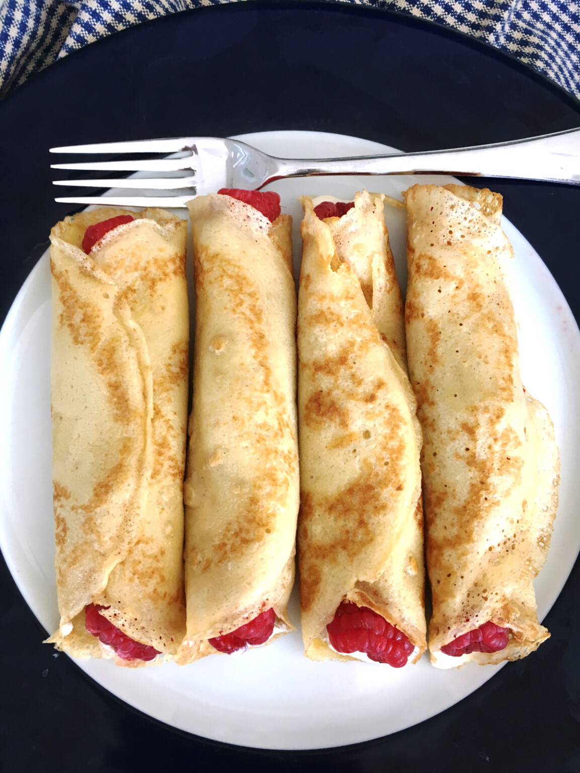 Dessert Crepes with Berries and Cream - One Happy Dish