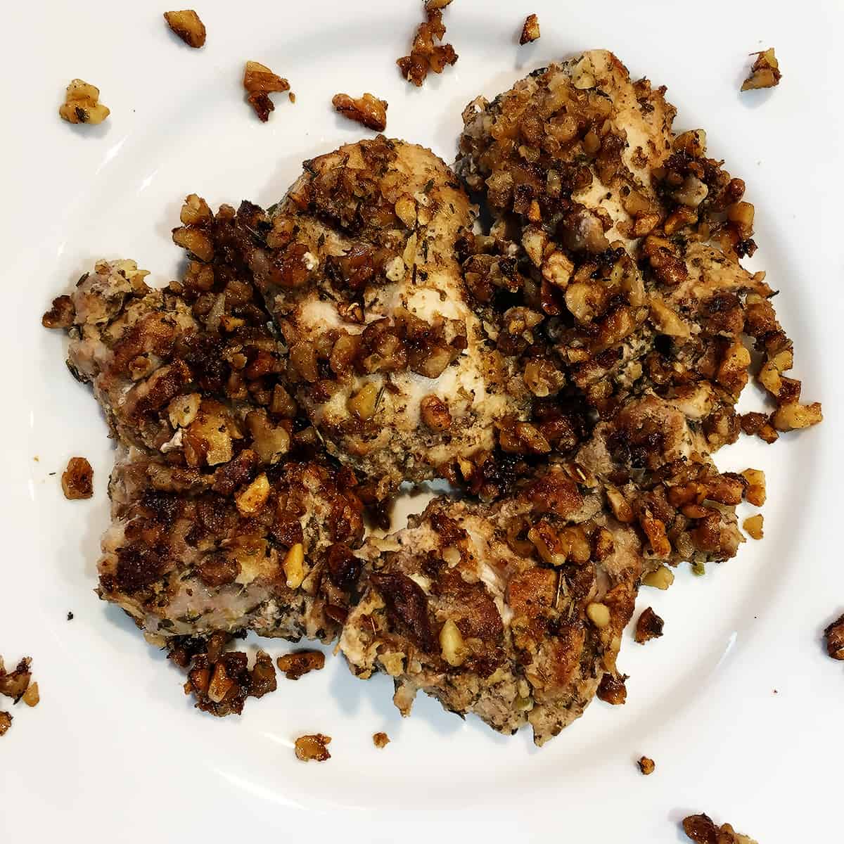 Herb and Walnut Crusted Chicken - One Happy Dish