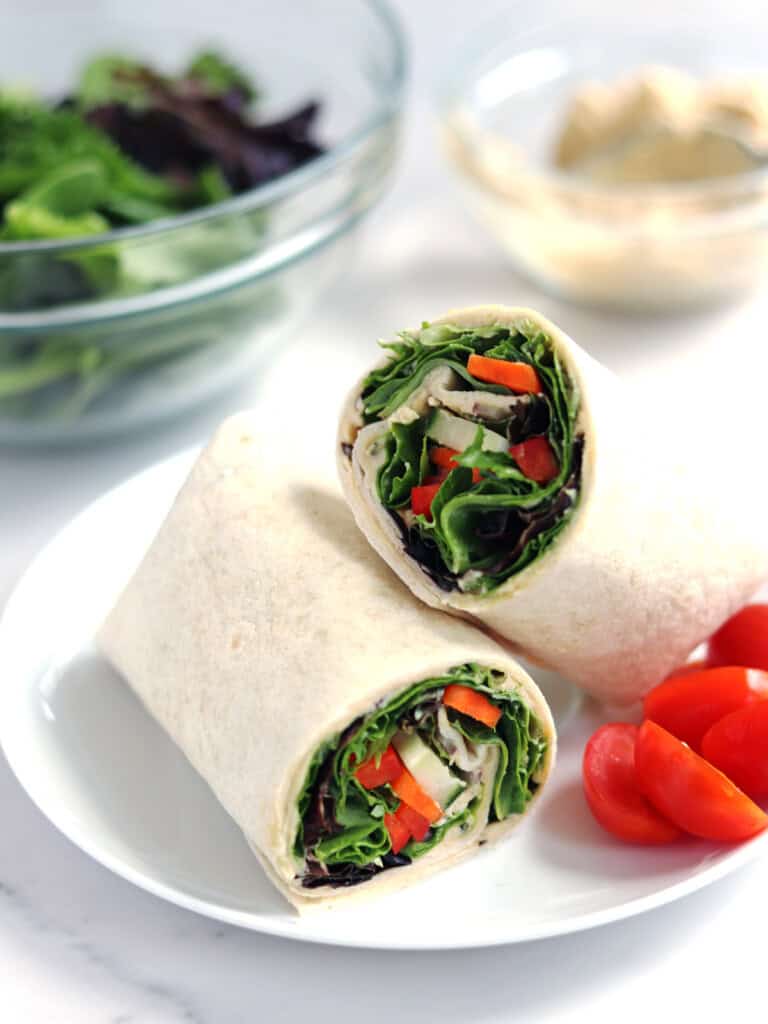 Hummus and Veggie Wrap - One Happy Dish