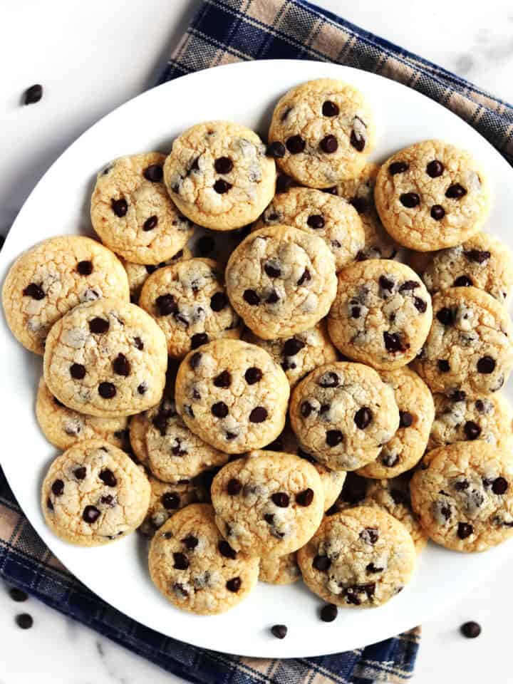 Mini Chocolate Chip Cookies - One Happy Dish