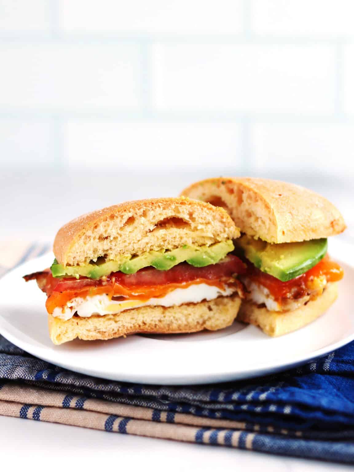 Single-Serve Breakfast Sandwich with Avocado & Tomato - One Happy Dish